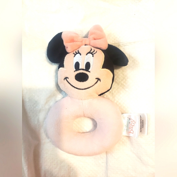 Other | Disney Baby Round Minnie Mouse Soft Rattle Toy Plush Toy Lovey ...
